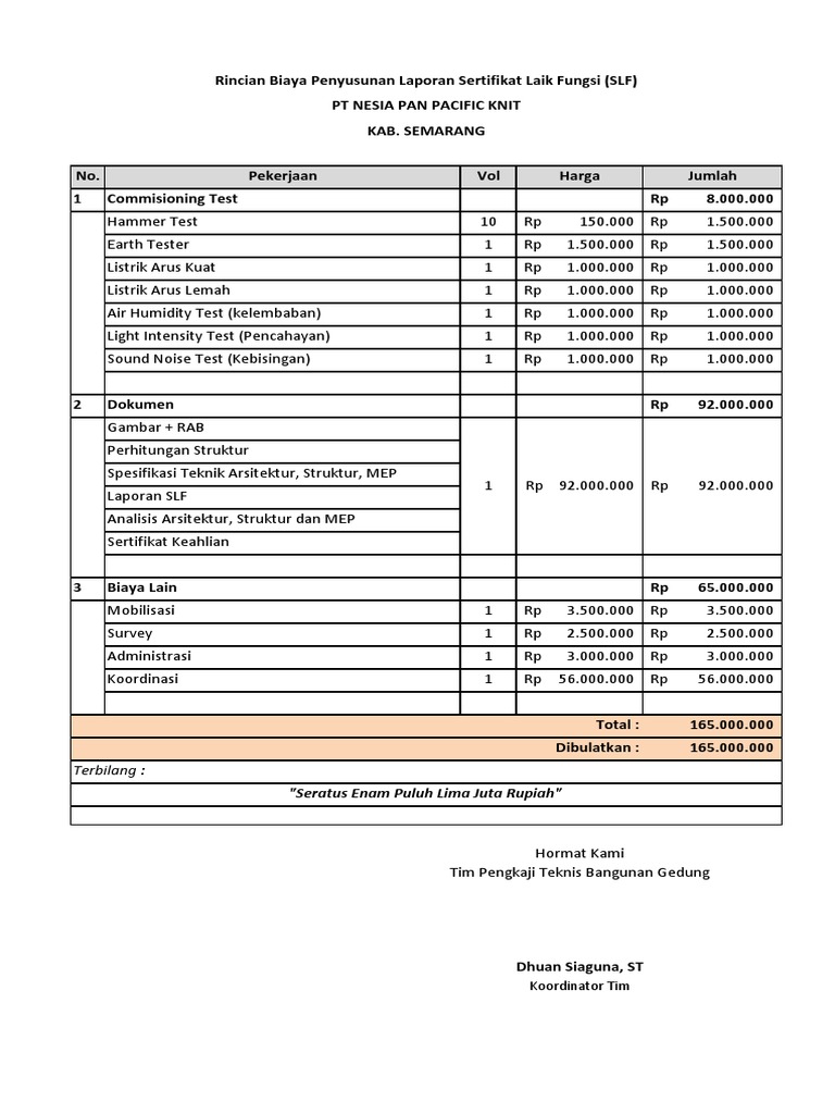 Penawaran Dokumen SLF | PDF