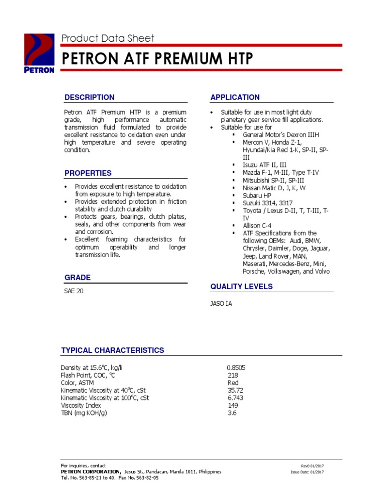 PDS ATF Premium HTP | PDF | Land Vehicles | Automotive Technologies