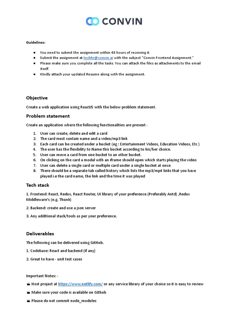Frontend Internship Assignment | PDF Frontend Internship Assignment | PDF