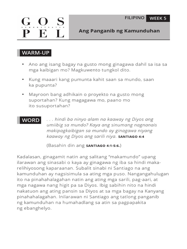 WK 05 - Ang Panganib NG Kamunduhan | PDF