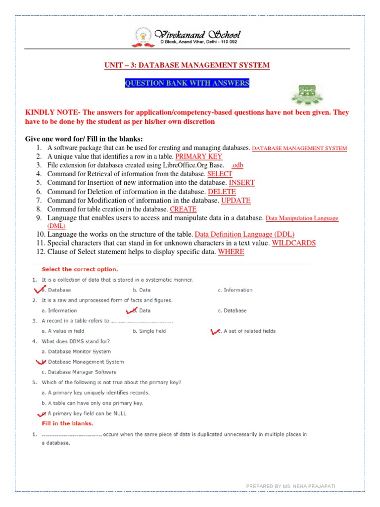 Unit 3 - DBMS - Ques Bank With Answers | PDF | Relational Database | Databases