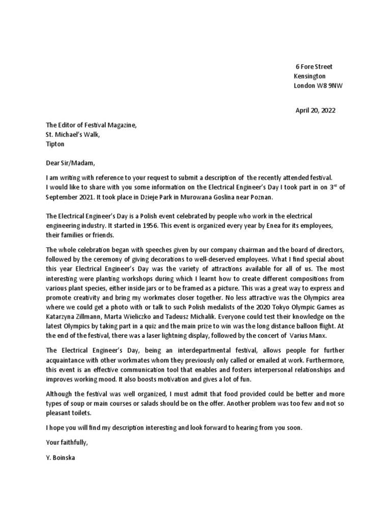 Writing Part 2 - Letter | PDF | Communication