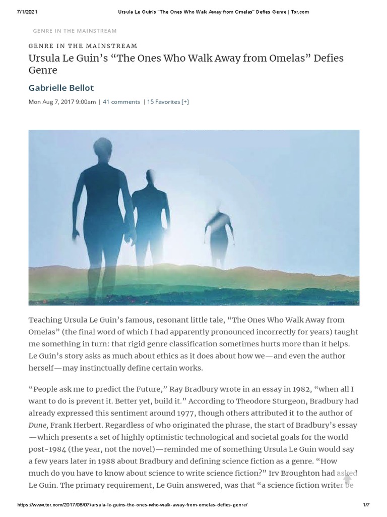 Ursula Le Guin's "The Ones Who Walk Away From Omelas" Defies Genre ...