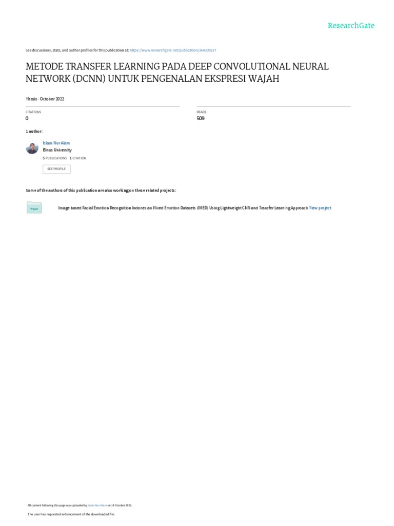 Metode Transfer Learning Pada Deep Convolutional Neural Network (DCNN) Untuk Pengenalan Ekspresi ...