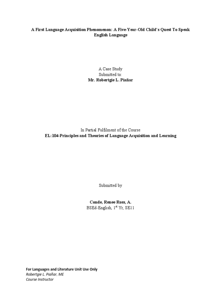 Language Acquisition Case Study | PDF | Second Language Acquisition ...