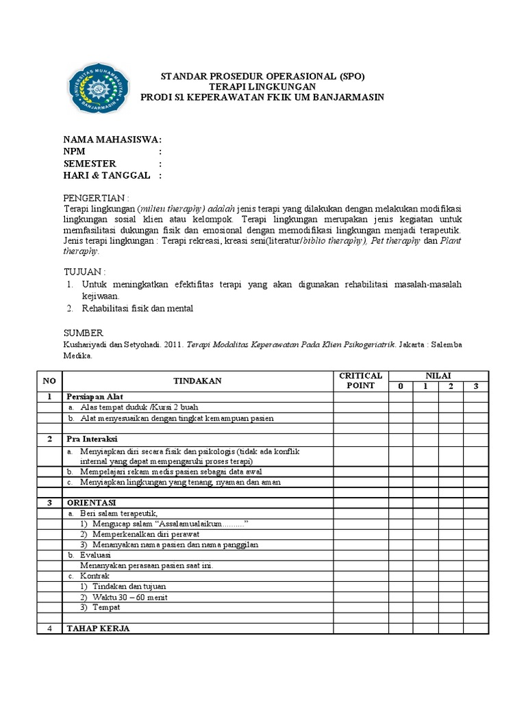 Prosedur Terapi Lingkungan Keperawatan | PDF | Sains & Matematika