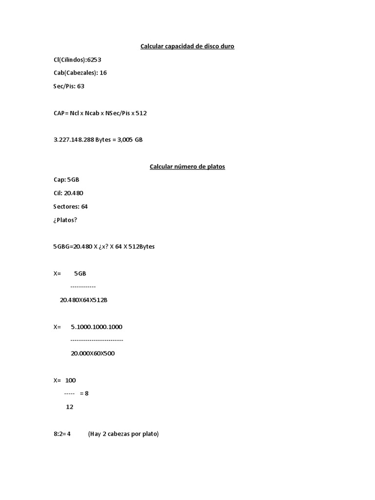 Calcular Capacidad de Disco Duro | PDF | Métodos y materiales de enseñanza | Informática