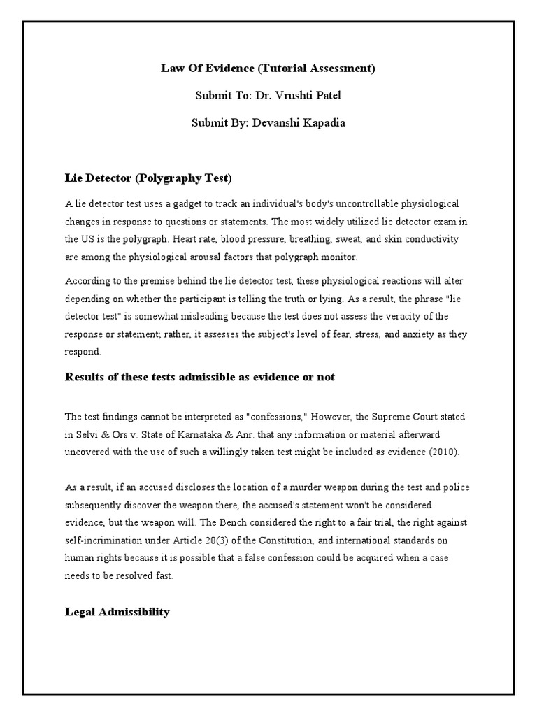 Devanshi Kapadia (LOE-Tutorial Assessment) | PDF | Polygraph | Justice