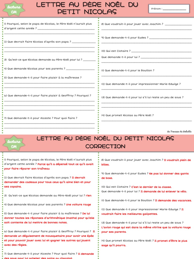 Lettre Au Pere Noel Du Petit Nicolas | PDF