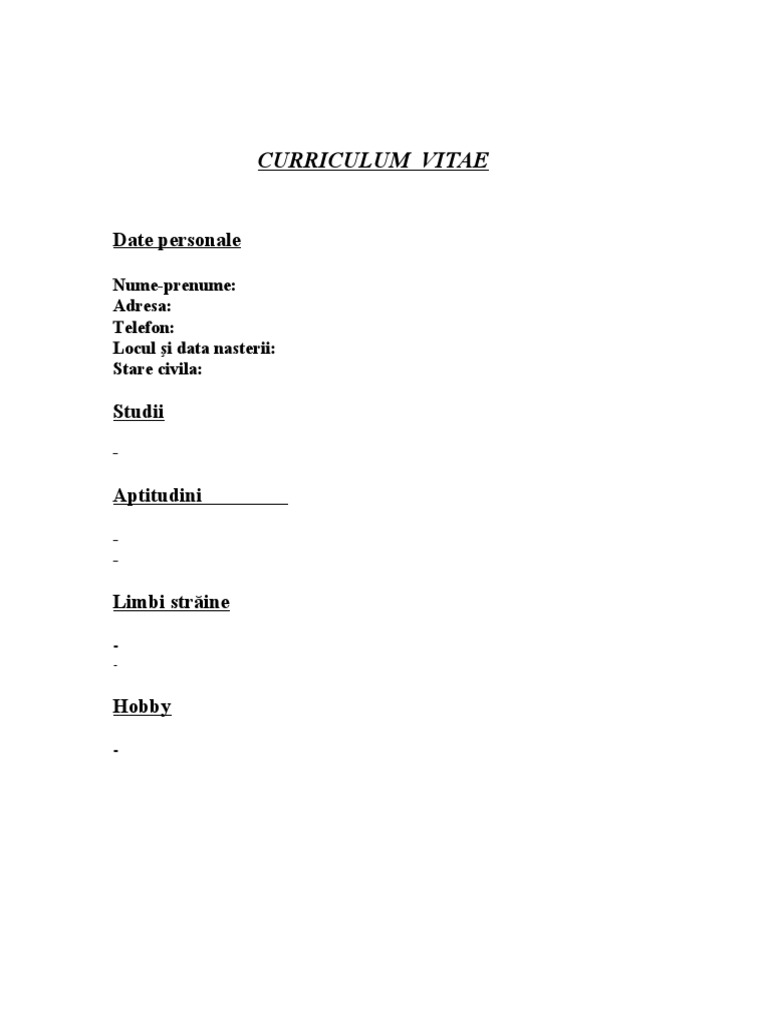 Curriculum Vitae: Date Personale | PDF