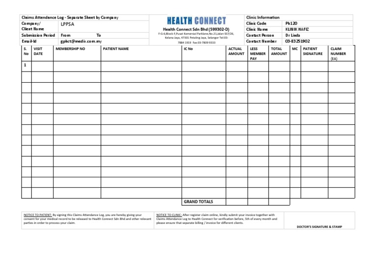 Borang Helth Connect | PDF | Service Industries | Health Sciences Borang Helth Connect | PDF | Service Industries | Health Sciences