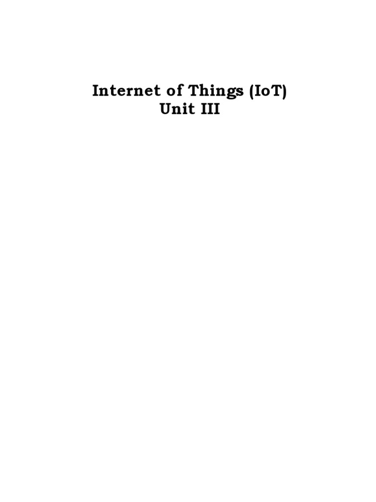 R18 IT - Internet of Things (IoT) Unit-III | PDF | Internet Of Things | Bluetooth