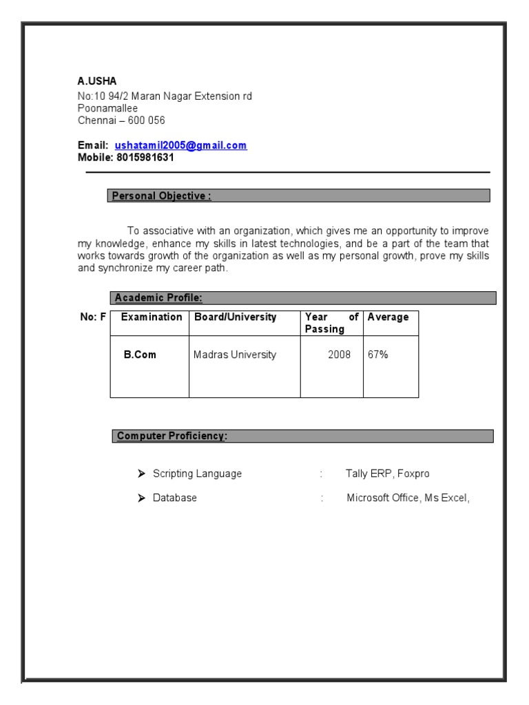 Usha Resume | PDF | Sales | Information Technology