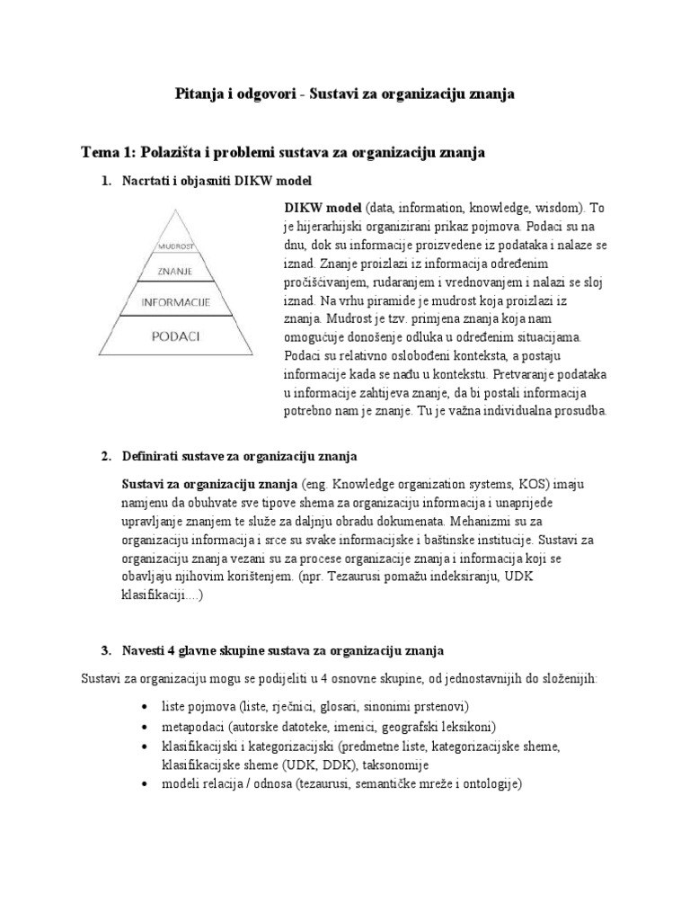 Sustavi Za Organizaciju Znanja | PDF