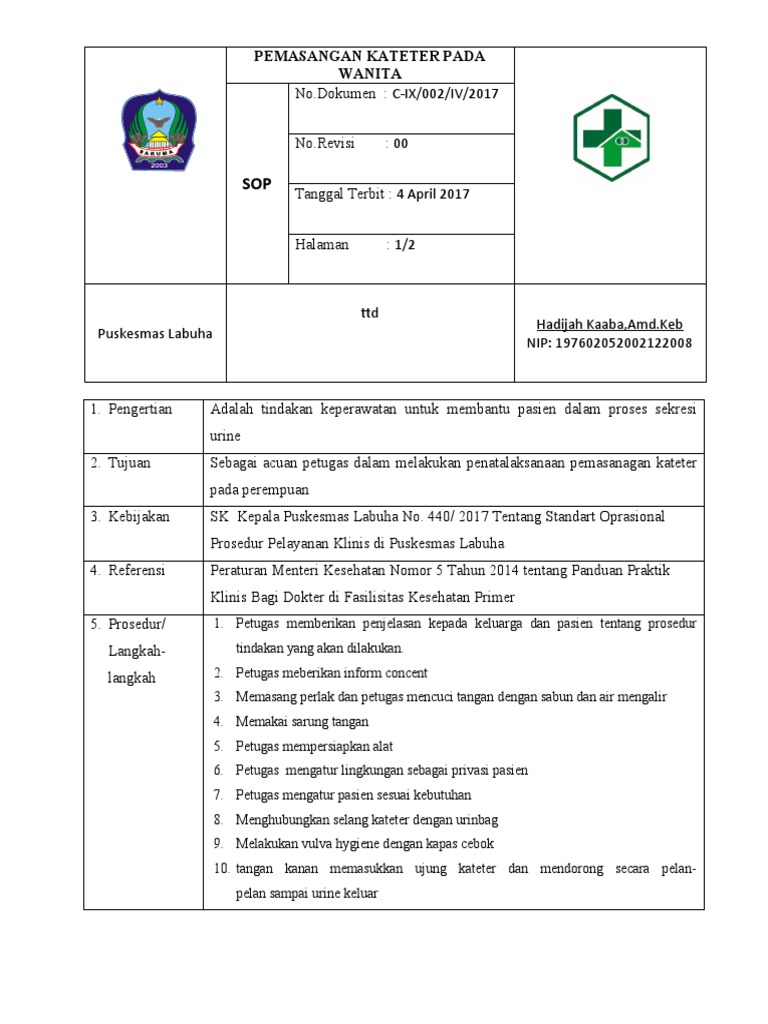 Pemasangan Kateter Pada Perempuan | PDF