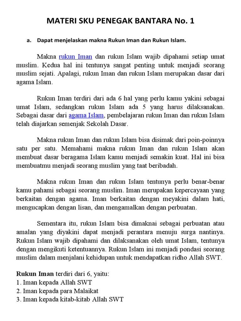 MATERI SKU PENEGAK BANTARA No 1 | PDF