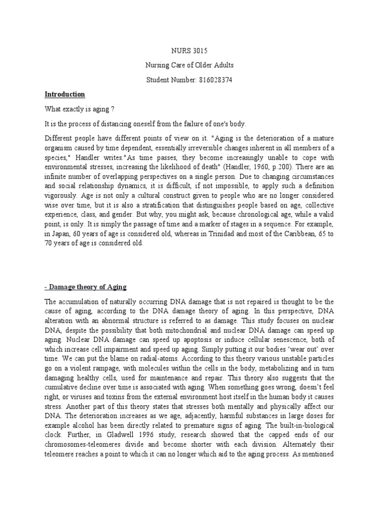 Theories of Aging | PDF | Ageing | Senescence