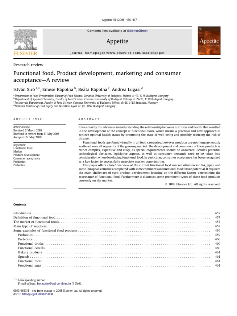 Functional Food: Market & Development | PDF | Probiotic | Foods