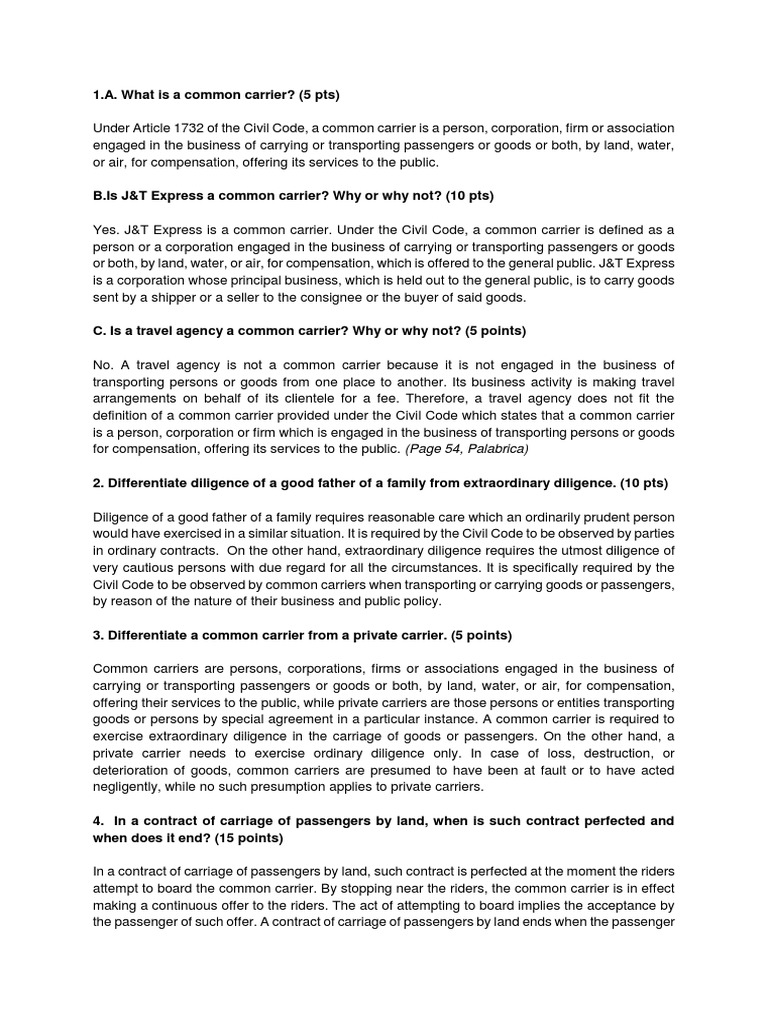 Understanding Common Carriers and Liability | PDF | Common Carrier ...