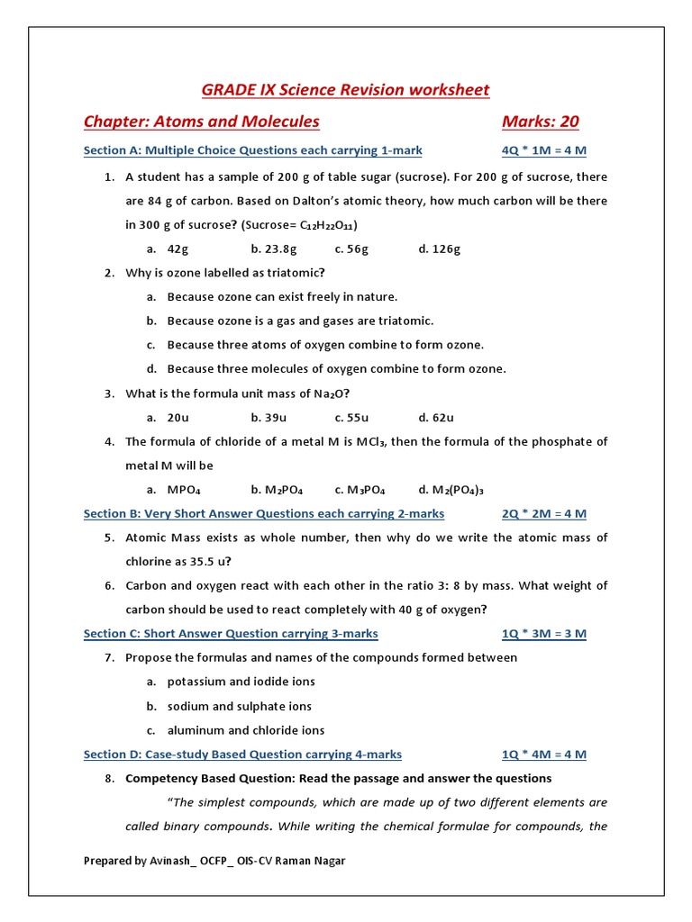Grade IX Science Revision Guide | PDF | Chemical Compounds | Ion
