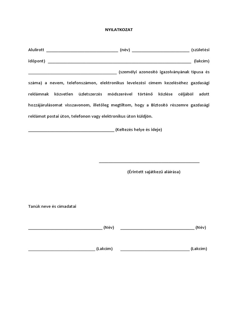 DM Lemondo Nyilatkozat | PDF