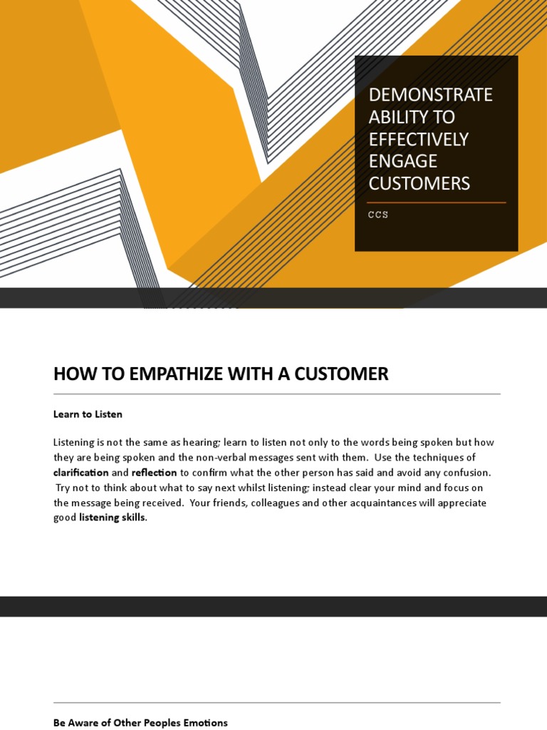 Demonstrate Ability To Effectively Engage Customers | PDF ...