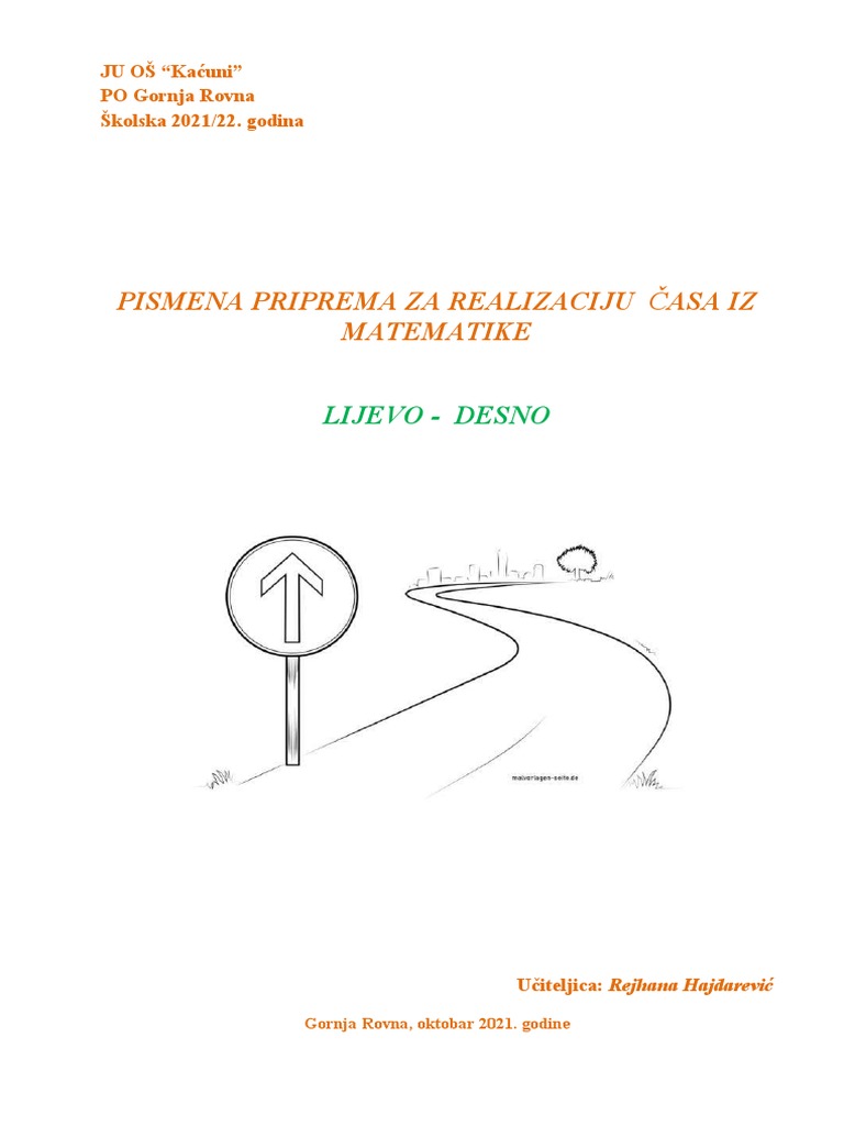 Priprema Za I Razred Lijevo, Desno | PDF