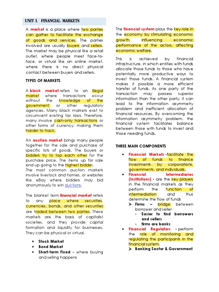 Financial Markets Reviewer | PDF | Financial Markets | Stocks