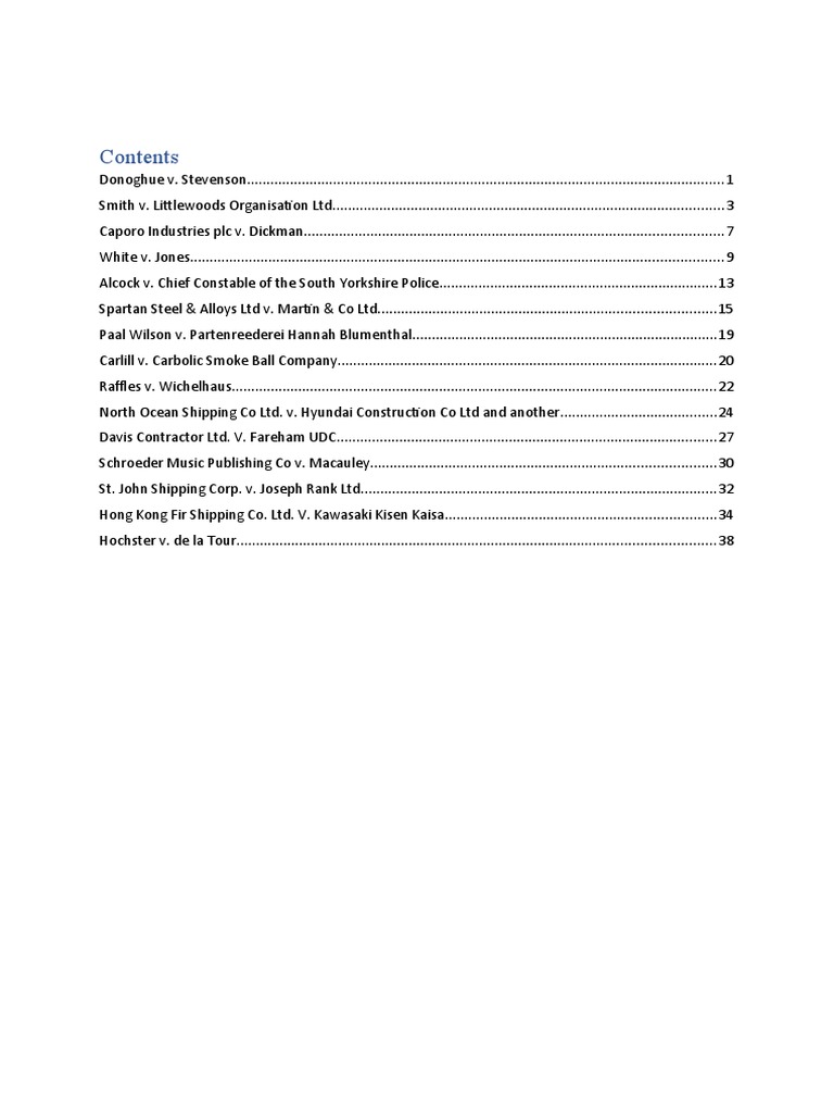 Extra Case Law 2022-2023 - Contract and Tort Law 2 | PDF | Negligence ...