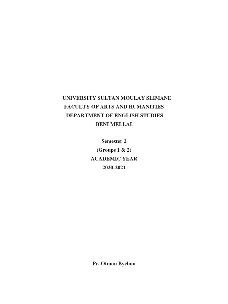 1 - M10 - S2, Grammar 2, Gr. 1&2, Pr. Bychou | PDF | Linguistics