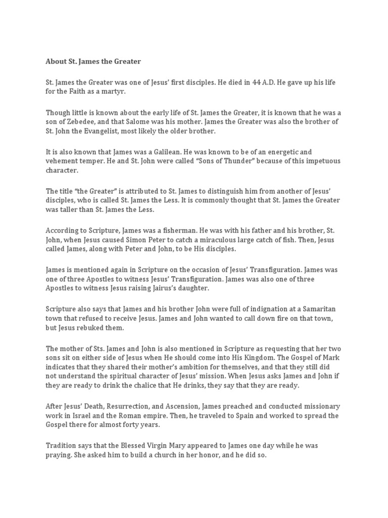 About St. James The Greater | PDF | John The Apostle | New Testament People