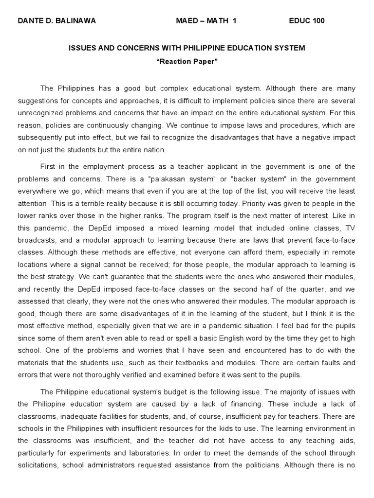 Issues in Philippine Education System | PDF | Teachers | Learning