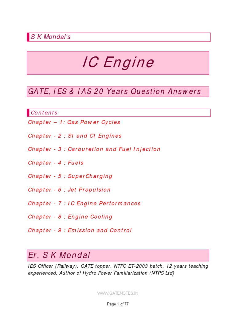 IC Engine-GATE Mechanical Free Notes | PDF | Internal Combustion Engine ...