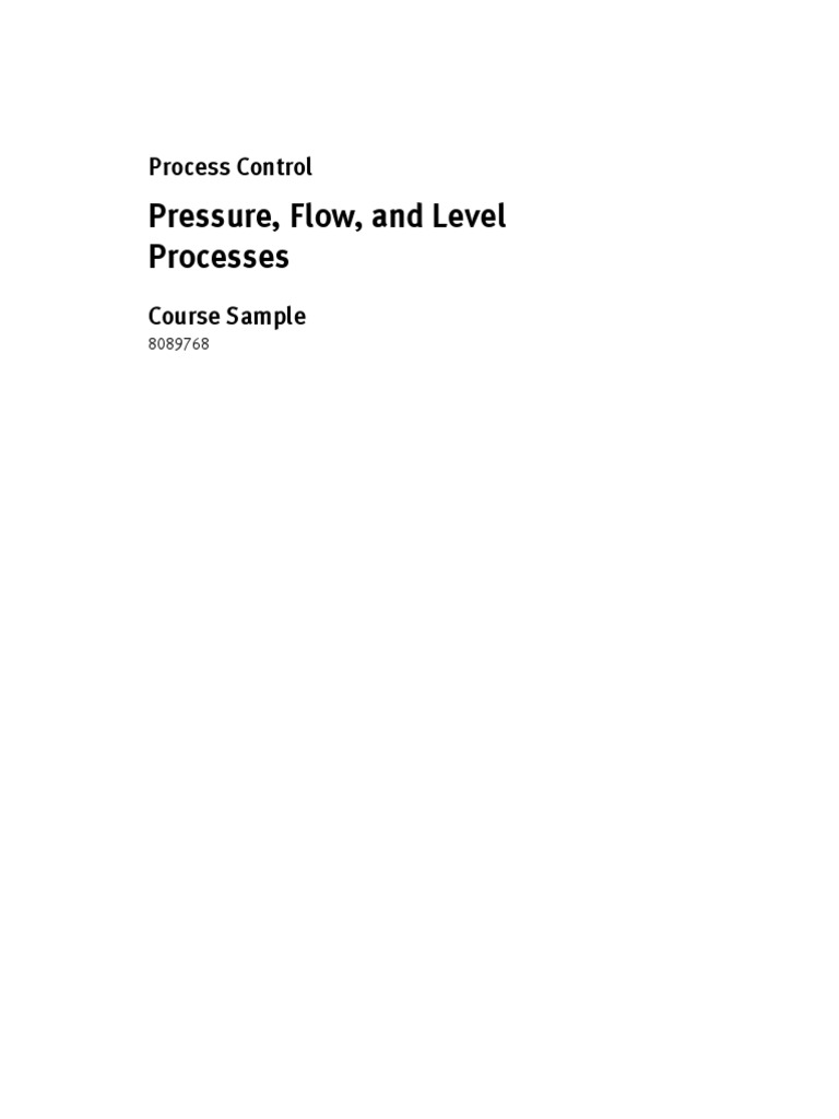 Pressure, Flow, and Level Processes - Course Sample - 8089768-8089769 ...