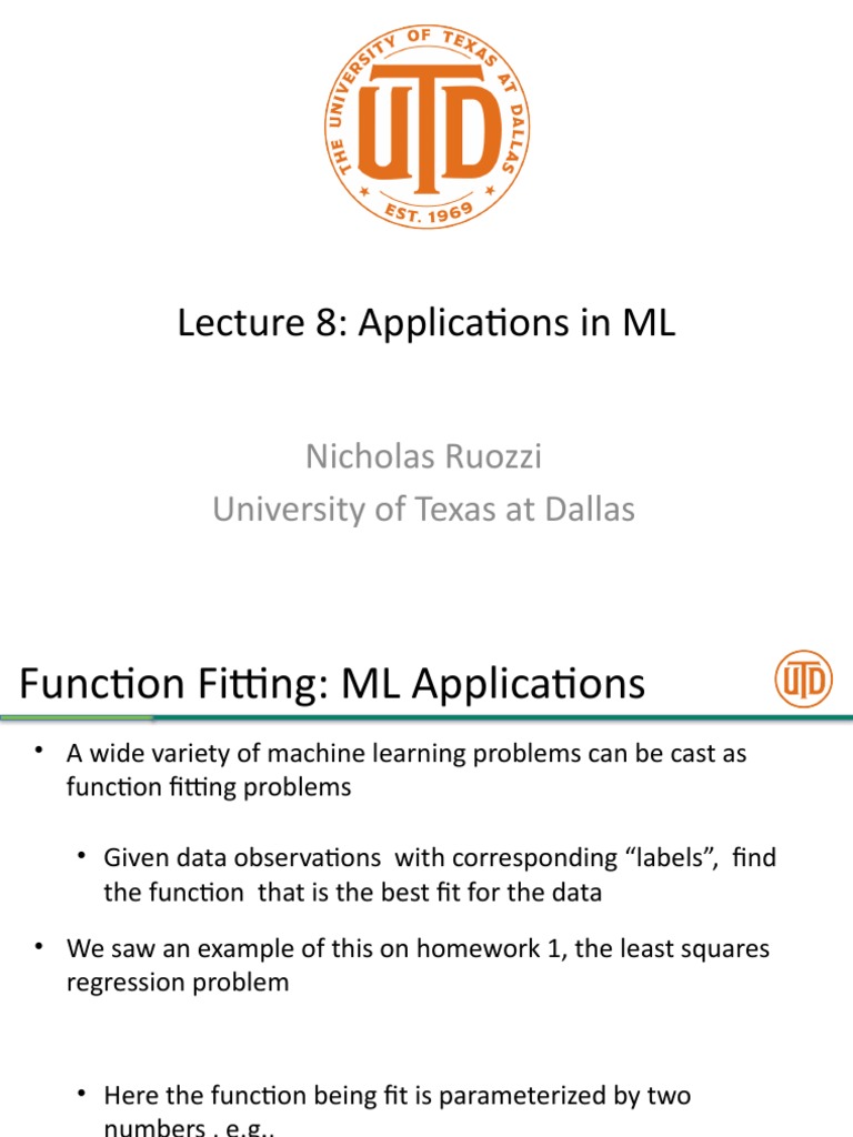 Lecture 8 ML Applications | PDF | Estimation Theory | Mathematical ...