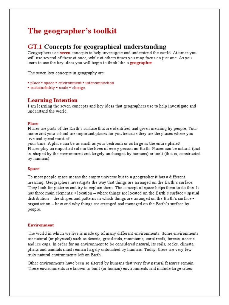 Gt1 Concepts For Geographical Understanding Pdf Natural Environment