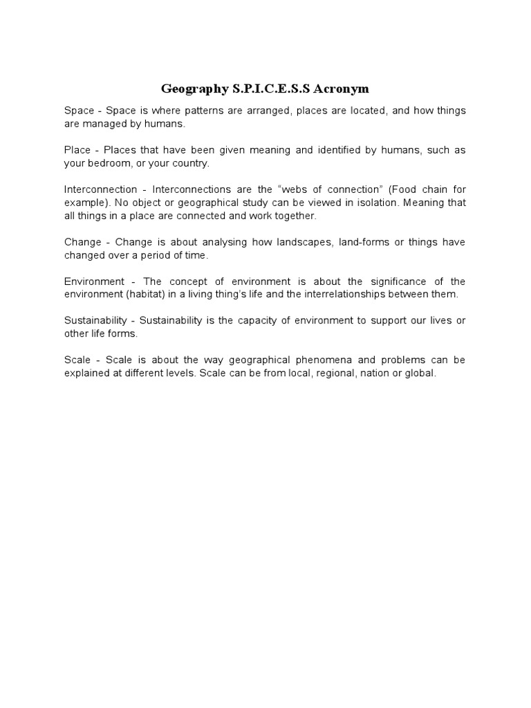 Geography SPICESS | PDF