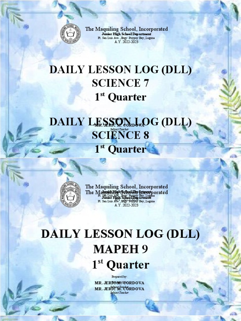 Daily Lesson Log Cover Design Template | PDF | Science & Mathematics