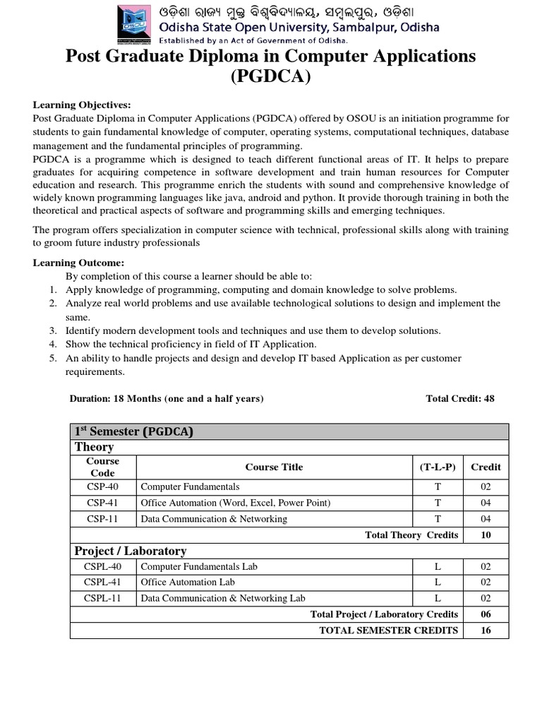 Osou Pgdca Syllabus 18 | PDF | Computer Network | Network Topology Osou Pgdca Syllabus 18 | PDF | Computer Network | Network Topology