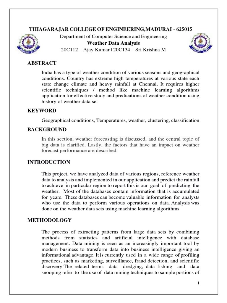 Analysis of Temperature and Precipitation Data from Major Cities in India Using Data Mining ...