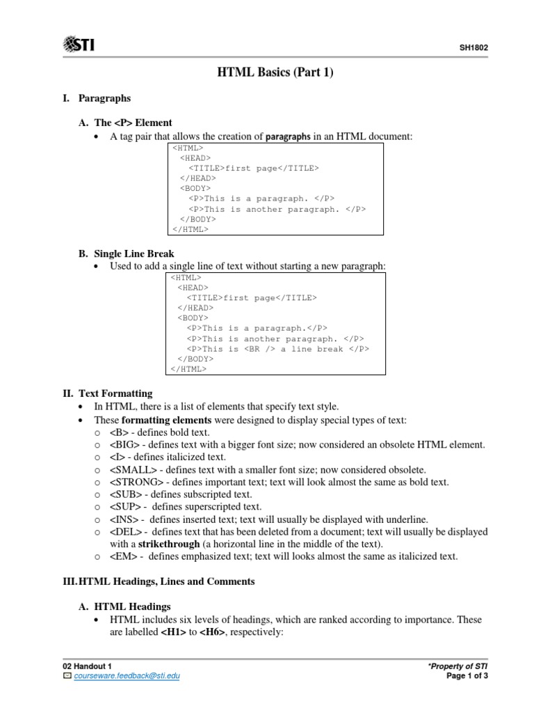 02 Handout 1 | Download Free PDF | Html Element | Html 02 Handout 1 | Download Free PDF | Html Element | Html