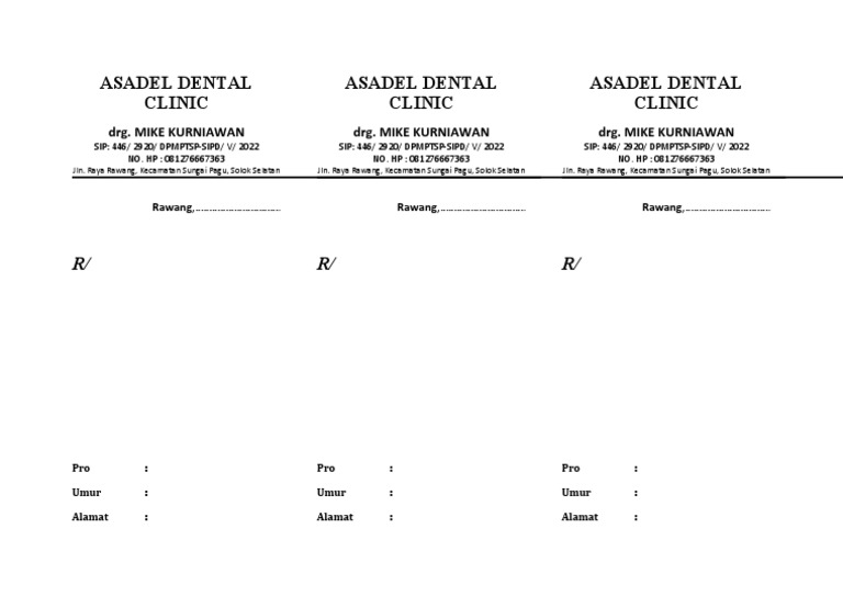 Resep Praktek Dokter Gigi | PDF
