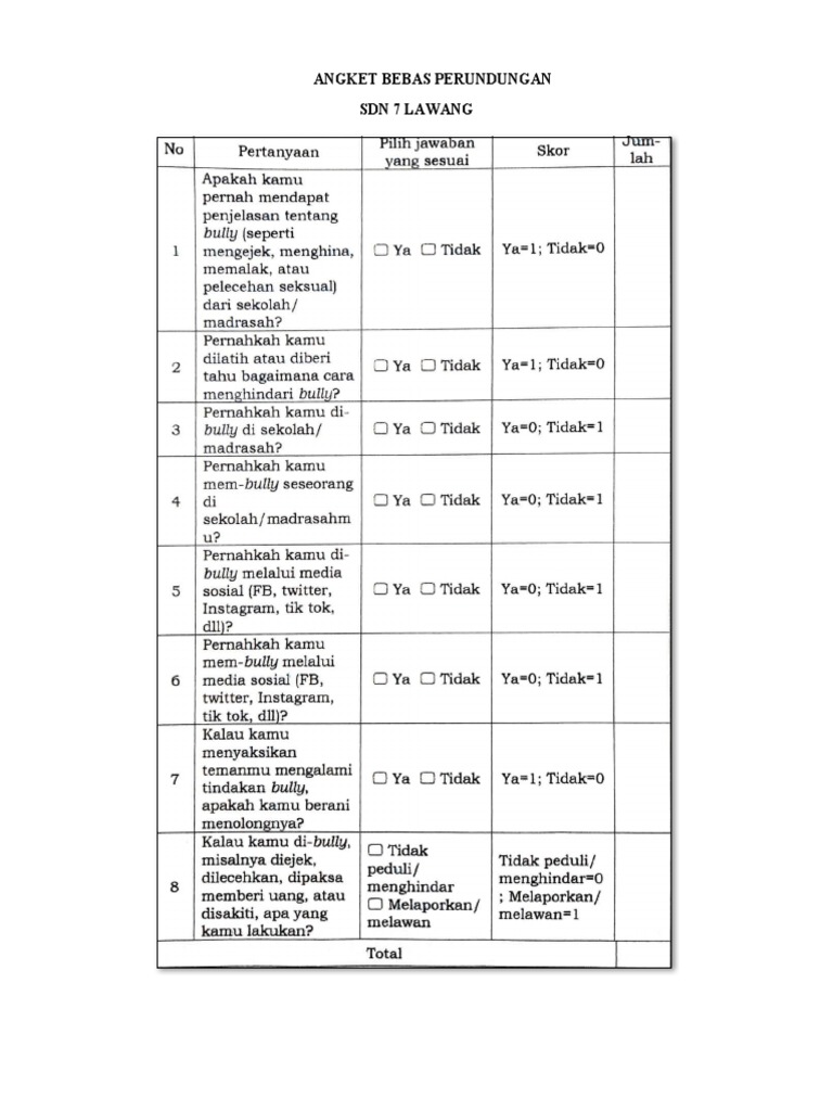 Angket Bebas Perundungan | PDF