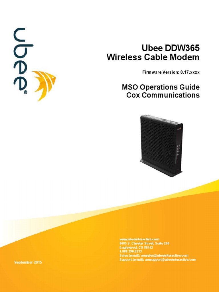 Ubee DDW365 MSO Operations Guide Cox 091515 | PDF | Computer Network | Wi Fi