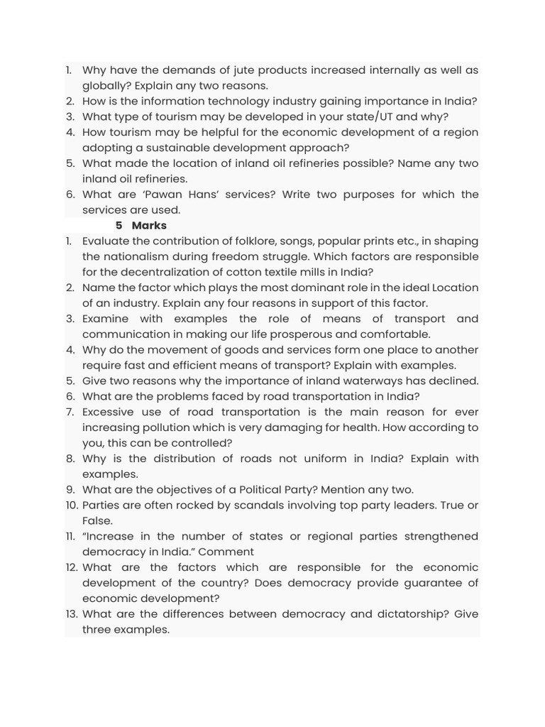 Extra Questions SST | Download Free PDF | Democracy | Political Ideologies