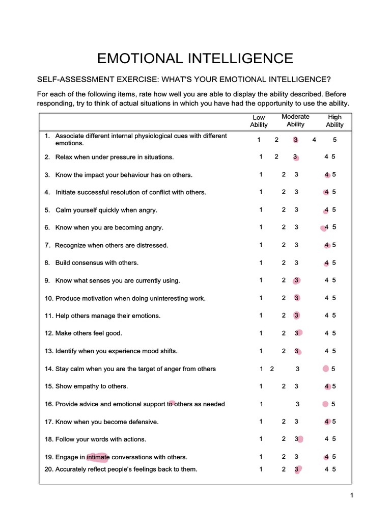 3 1+Emotional+Intelligence+Questionnaire | PDF