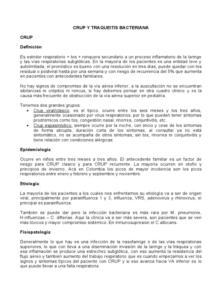 Crup y Traqueitis Bacteriana en Niños | PDF | Tos | Neumología