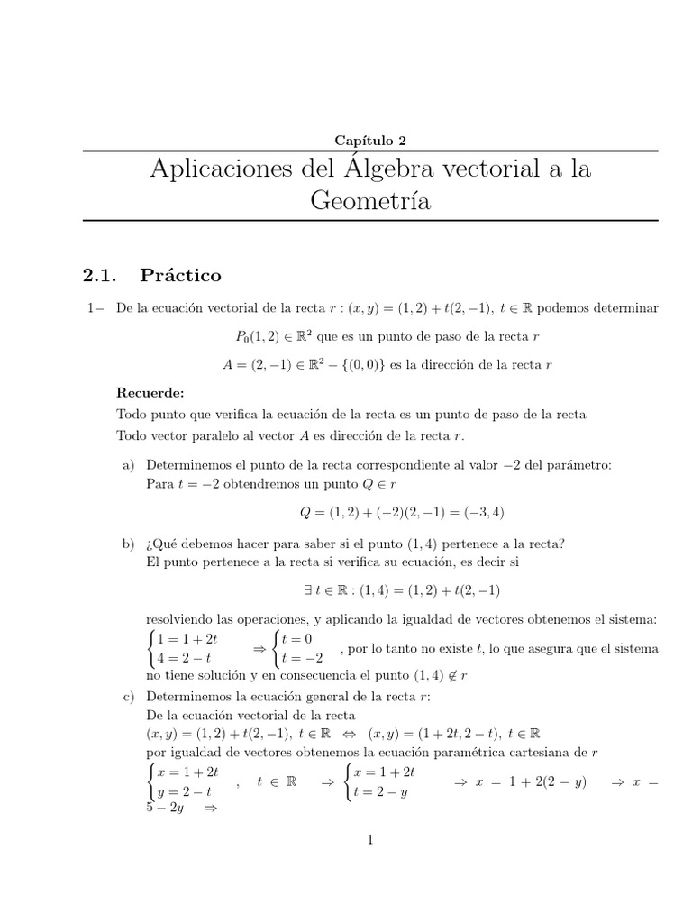 Practica de Algebra Vectorial Cap.2 - UNT | PDF | Línea (geometría) | Geometria plana)