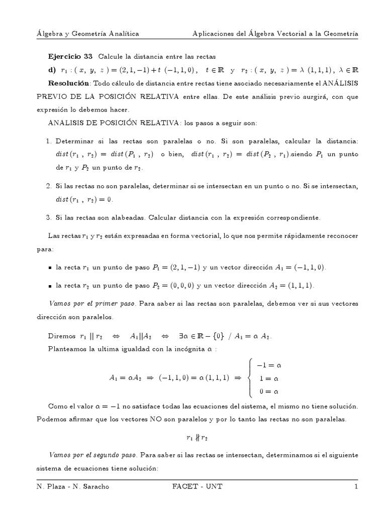 Aplicaciones Del Algebra Vectorial A La Geometria - Ejercicio33d - UNT | PDF | Vector Euclidiano ...
