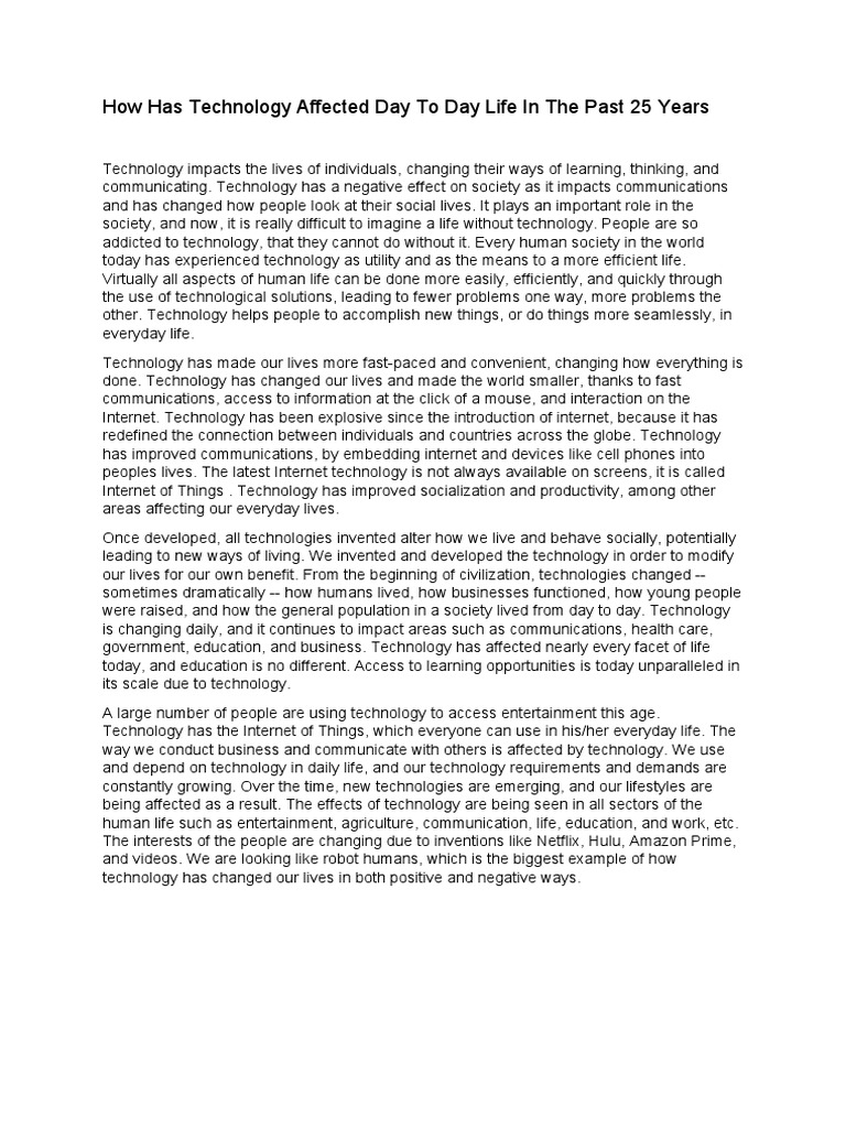 Technology's Impact on Daily Life | PDF | Internet | Communication